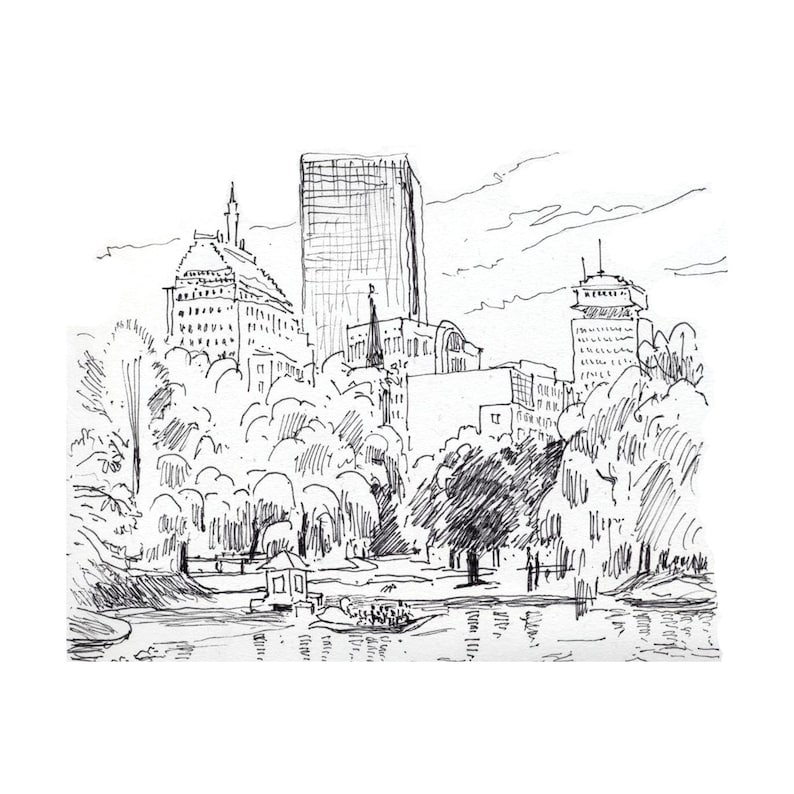 Boston, Massachusetts, PDF Instant Download Pencil Sketch, Boston ...