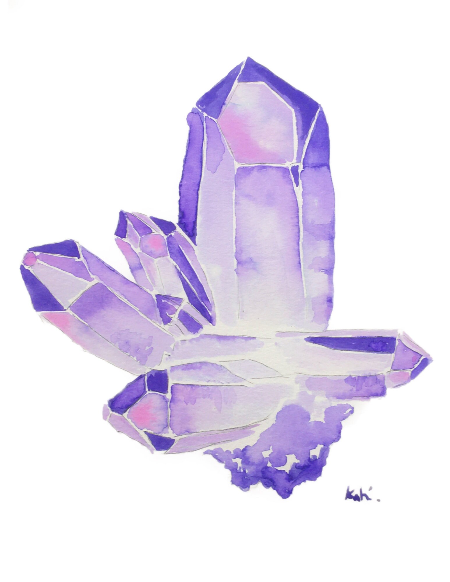 Amethyst Gemstone Watercolor Painting Home Decoration February ...