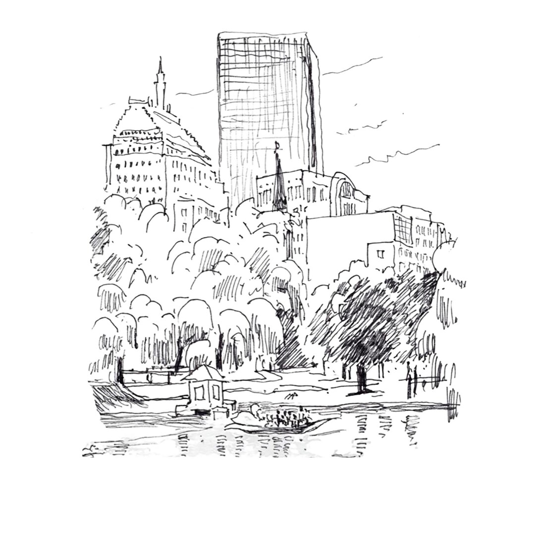 Boston, Massachusetts, PDF Instant Download Pencil Sketch, Vertical ...