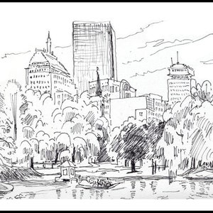 Boston, Massachusetts, Art Print of Original Pencil Sketch, Boston ...