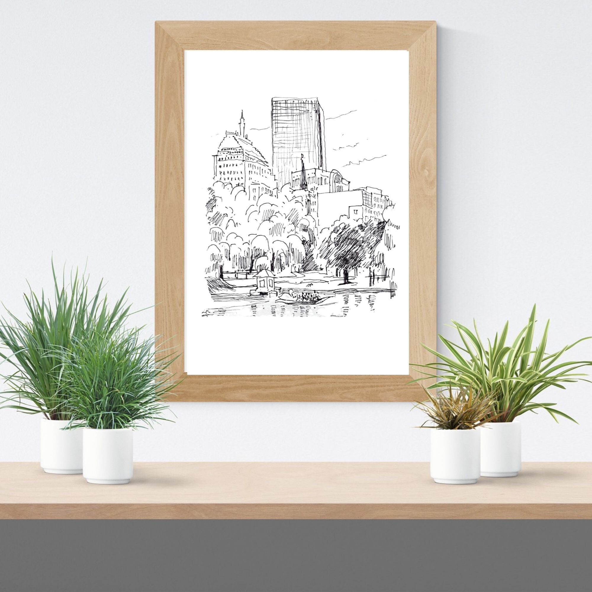 Boston, Massachusetts, PDF Instant Download Pencil Sketch, Vertical ...