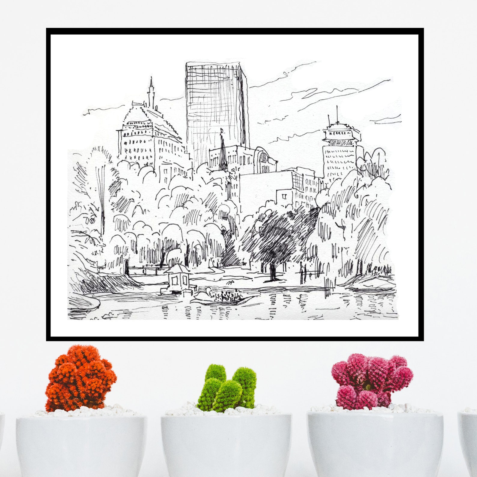 Boston, Massachusetts, Art Print of Original Pencil Sketch, Boston ...