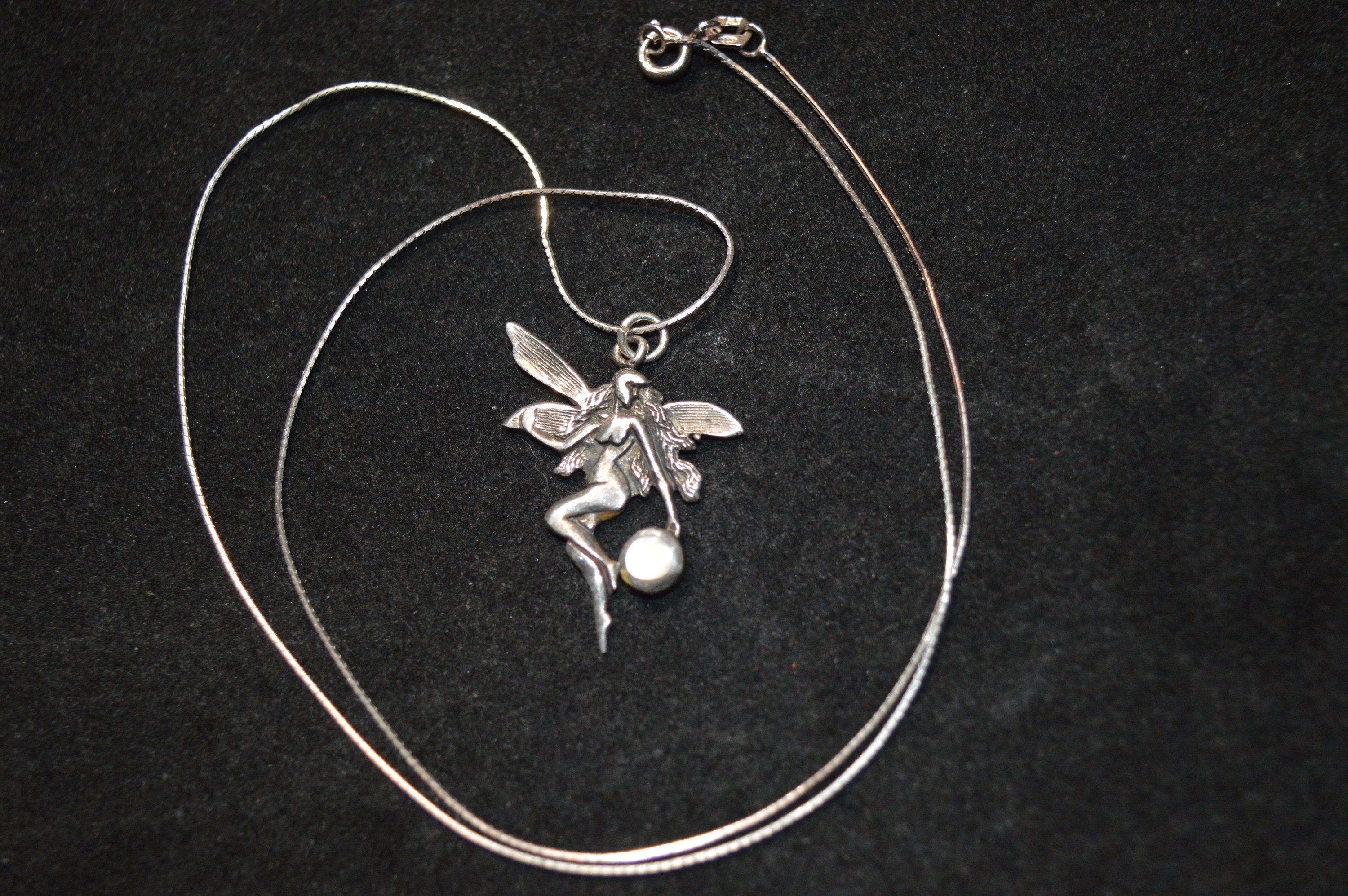 Vintage Sterling Silver Fairy Pendant W/ Mother of Pearl - Etsy