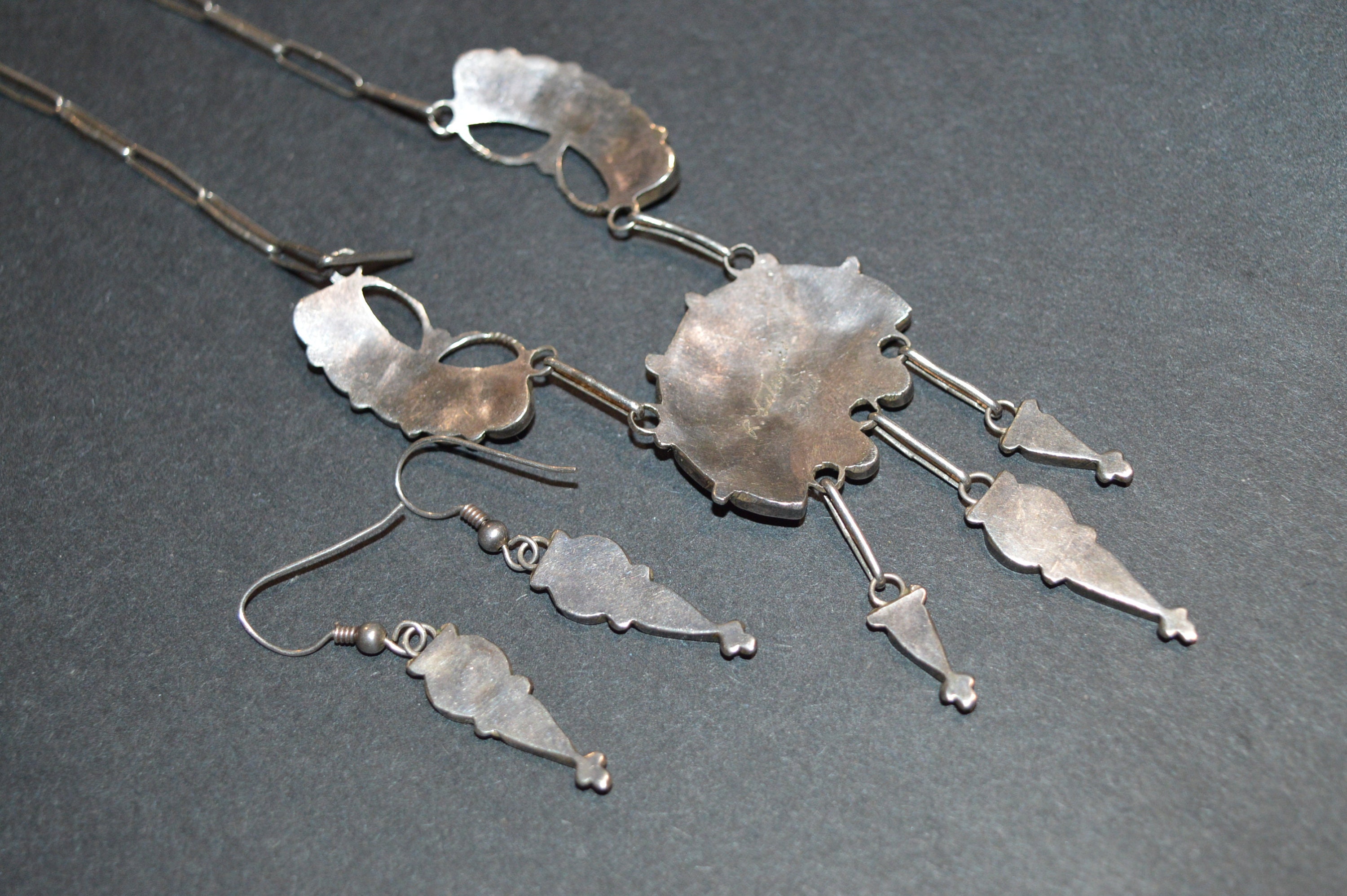 Spectacular Vintage Zuni Sun-father Necklace and Earring Set Sterling ...