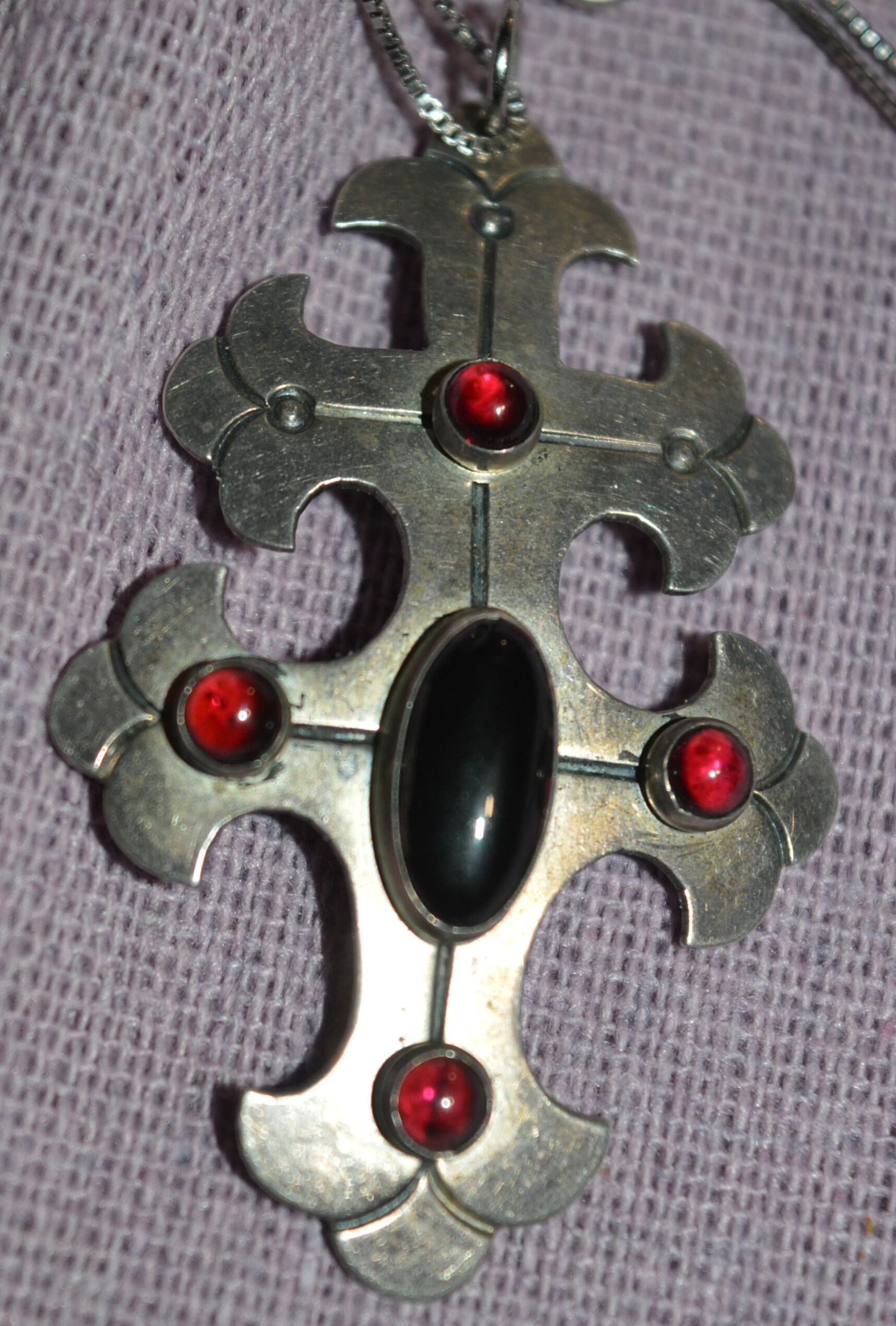 Vintage James Mason Navajo Cross Onyx Garnet Cross Necklace - Etsy