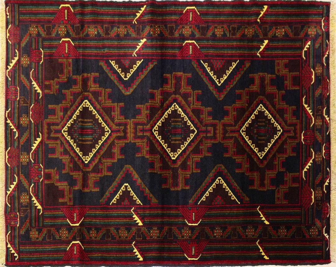 Rugstc 3'9x6'9 Caucasian Design Area Rug With Wool - Tribal Balochi ...