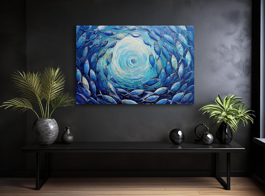School of Fish Painting, Fish Painting on Canvas, Original Fish ...