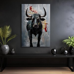Bull Painting on Canvas, Bull Oil Painting, Bull Art Print, Bull ...