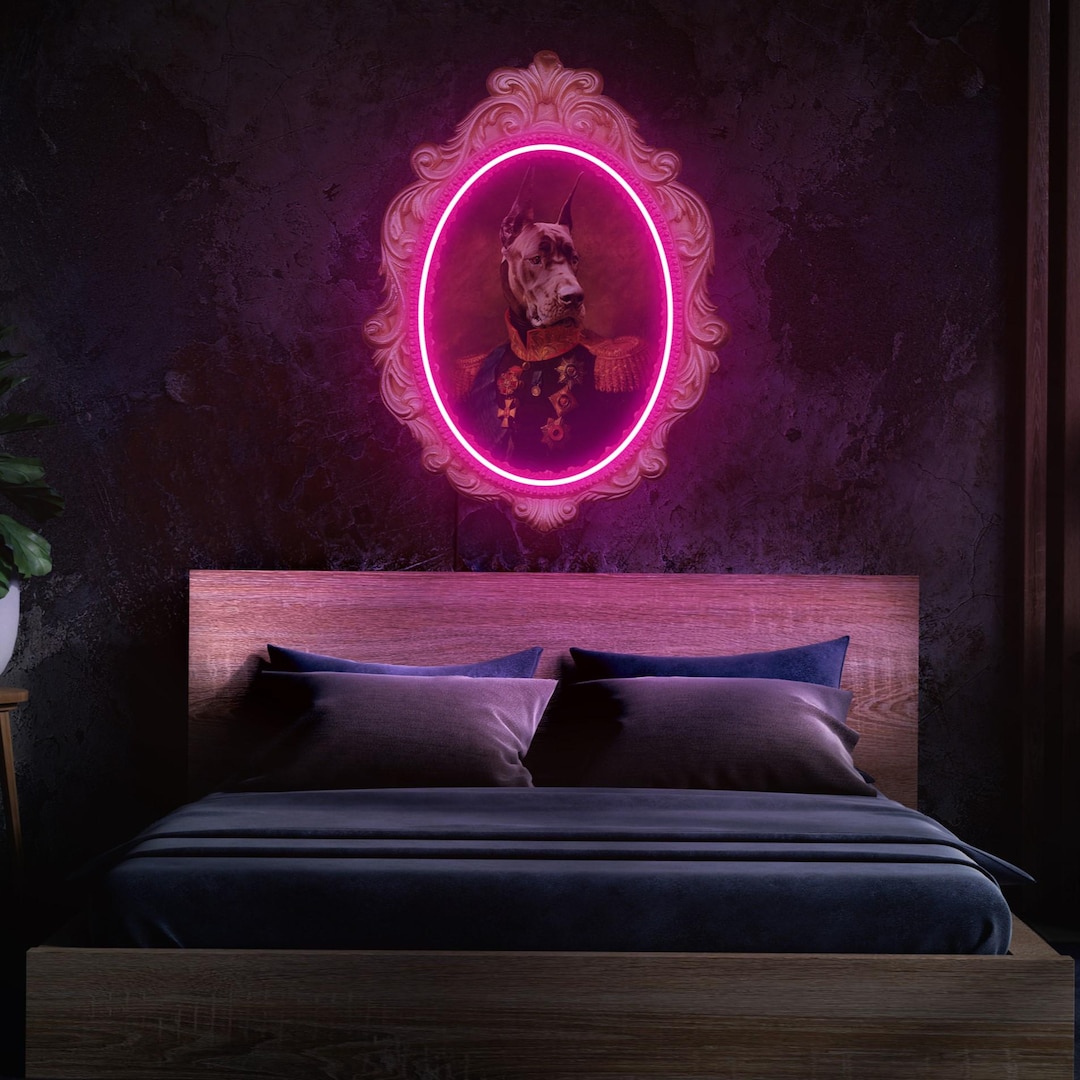 Neon Pet Portrait, Custom Pet Portrait With Led, Royal Pet Portrait ...