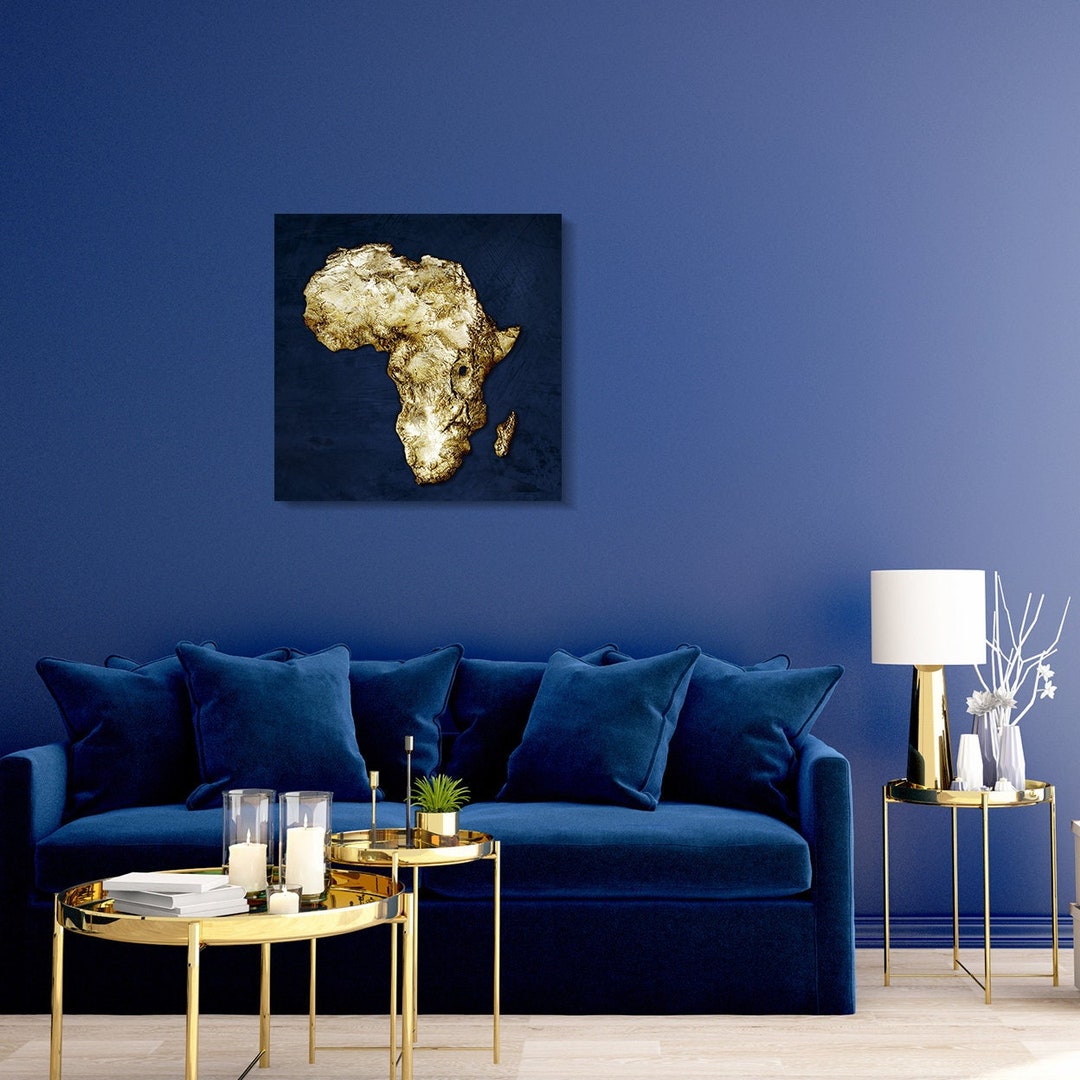 Gold Africa Map Wall Art, Africa Art Work, Africa Map Art, Africa ...