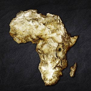 Africa Map Gold, Africa Map Wall Art, Africa Map Wall Decor, Africa Art ...