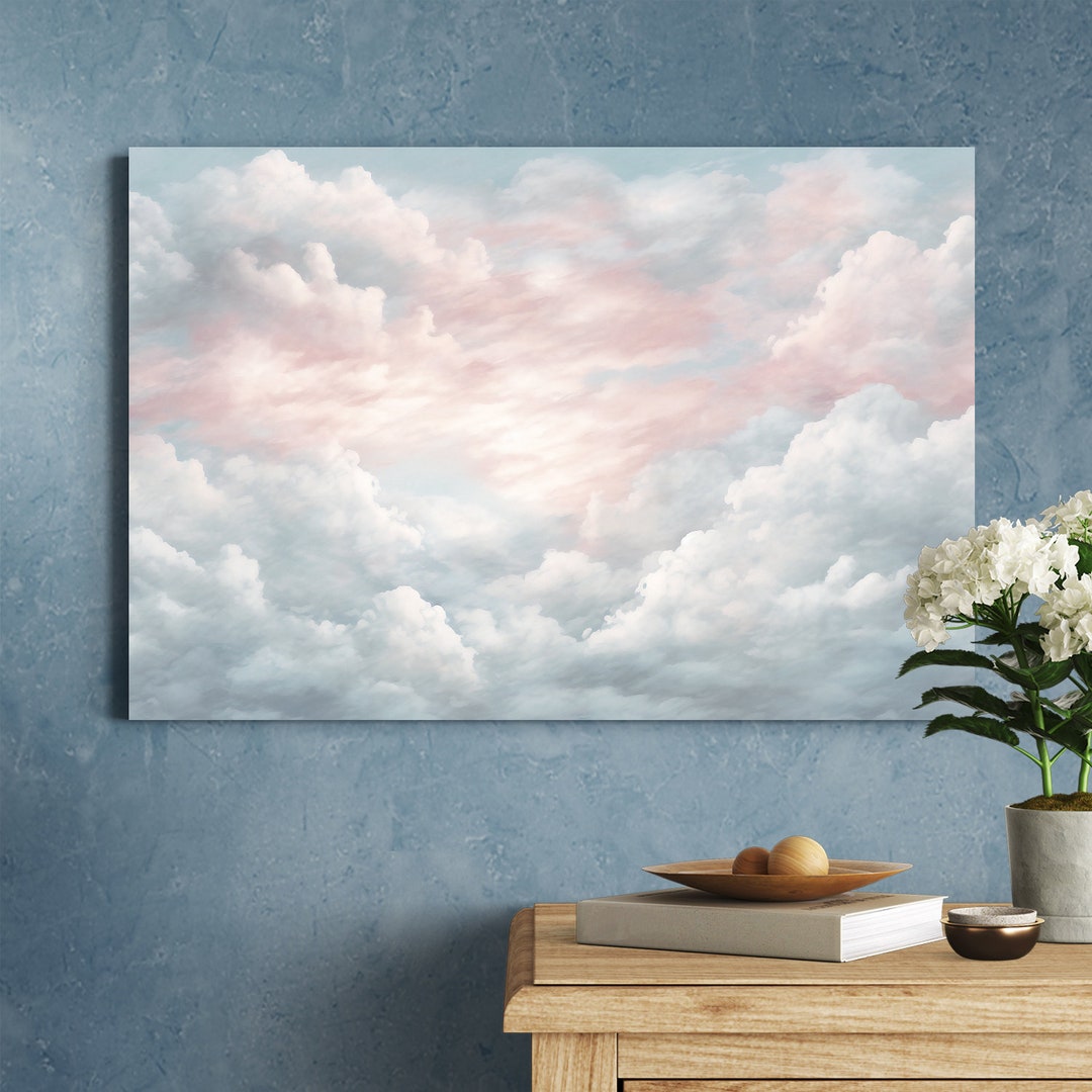 White Cloud Wall Art, Abstract Cloud Art, Modern Canvas Wall Art, Huge ...