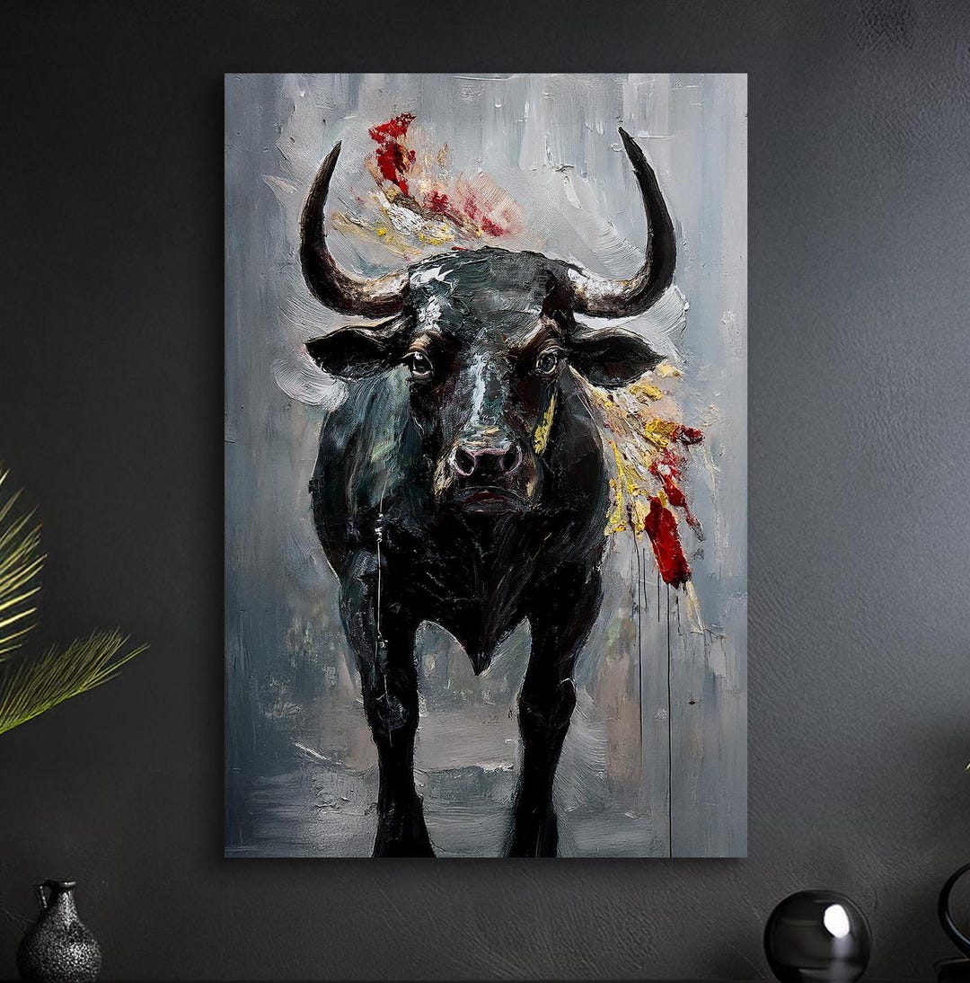 Bull Painting on Canvas, Bull Oil Painting, Bull Art Print, Bull ...