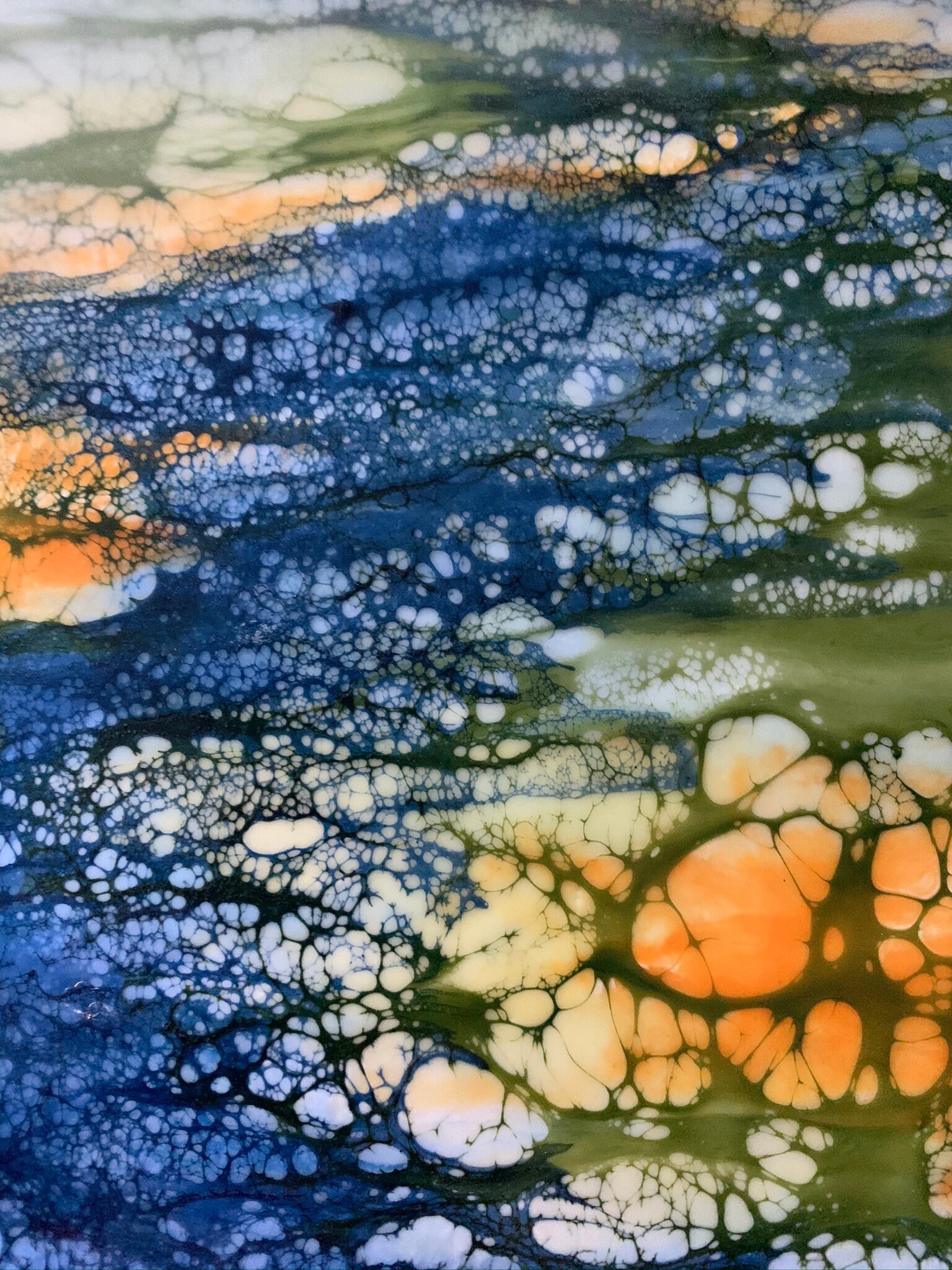 Original, Encaustic, Landscape, titled Waters Path / Artist Nikki Bruchet