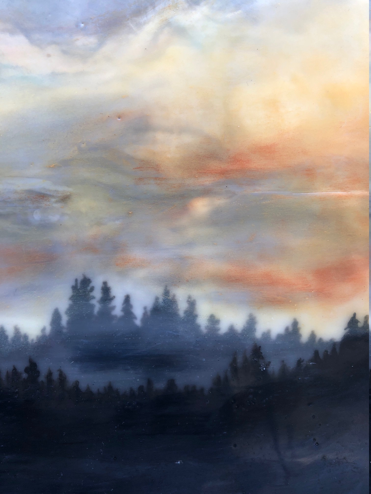 Original, landscape, encaustic titled Golden Glow / Artist Michele Bruchet
