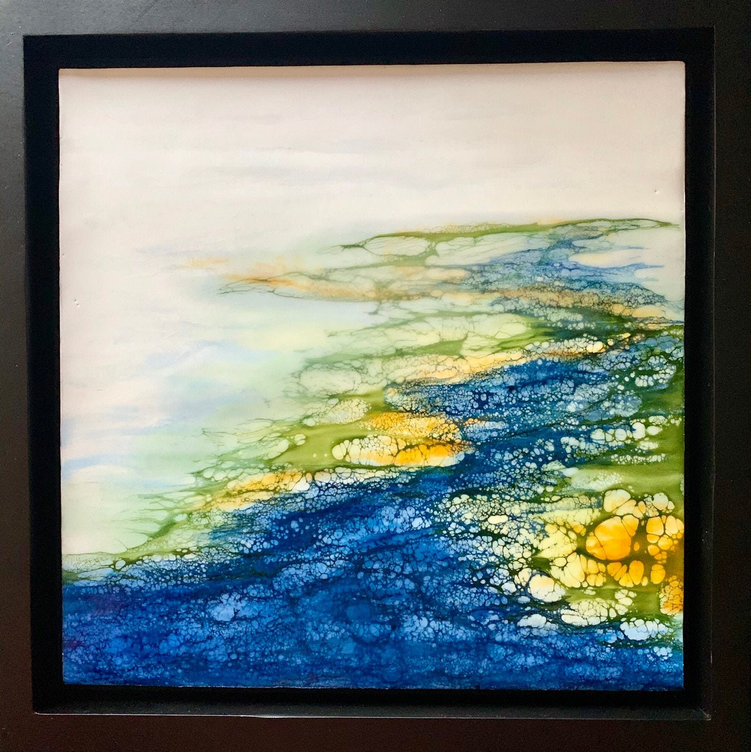 Original, Encaustic, Landscape, titled Waters Path / Artist Nikki Bruchet