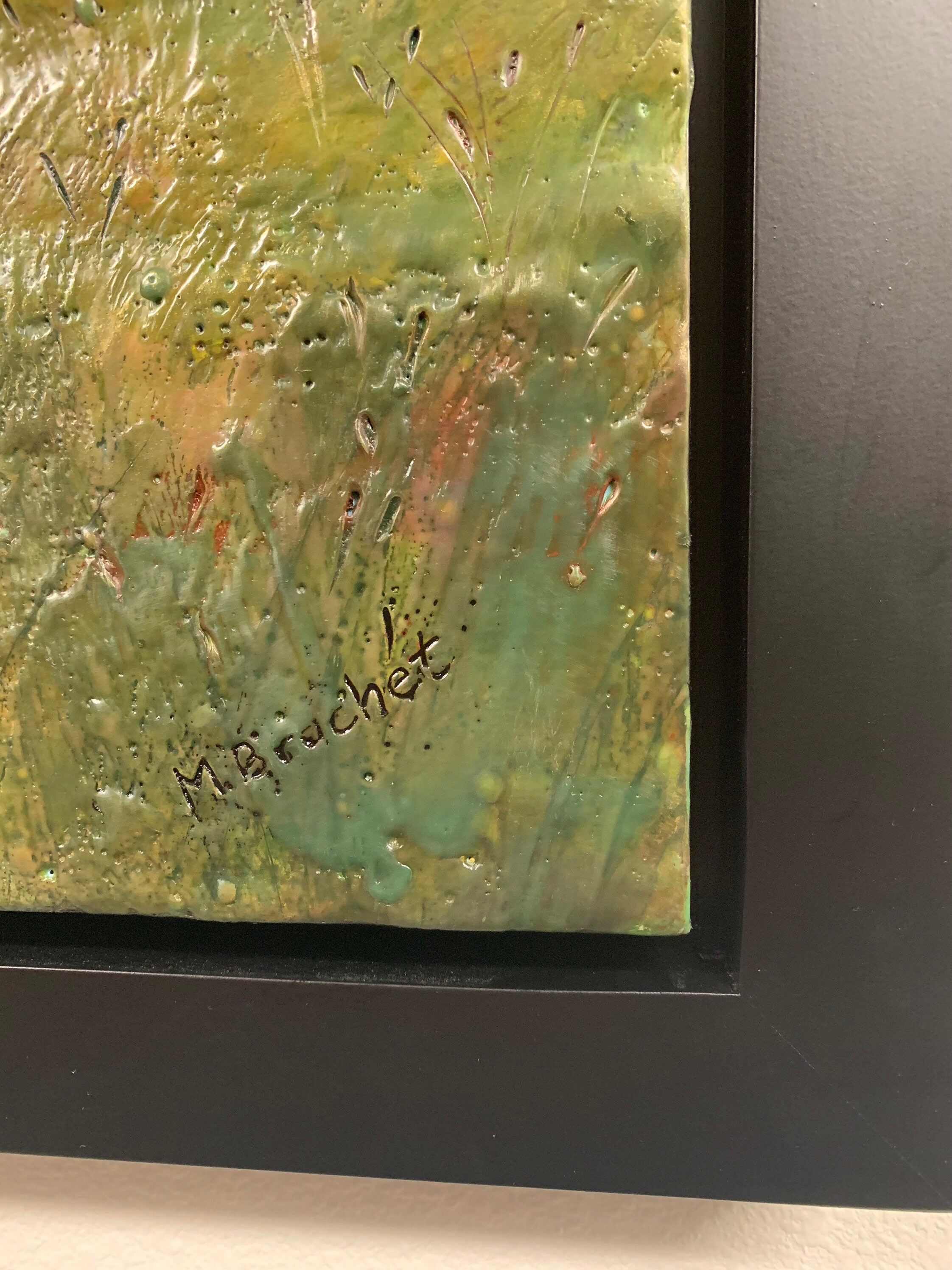Original, encaustic titled Golden Marsh / Artist Michele Bruchet