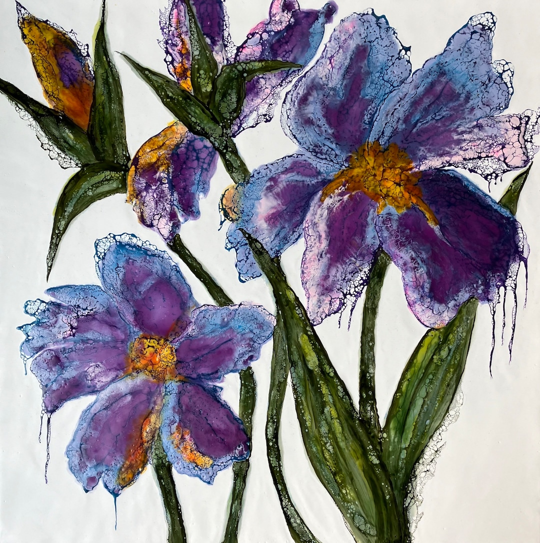 Floral Encaustic Titled volacious/ Artist Nikki Bruchet - Etsy