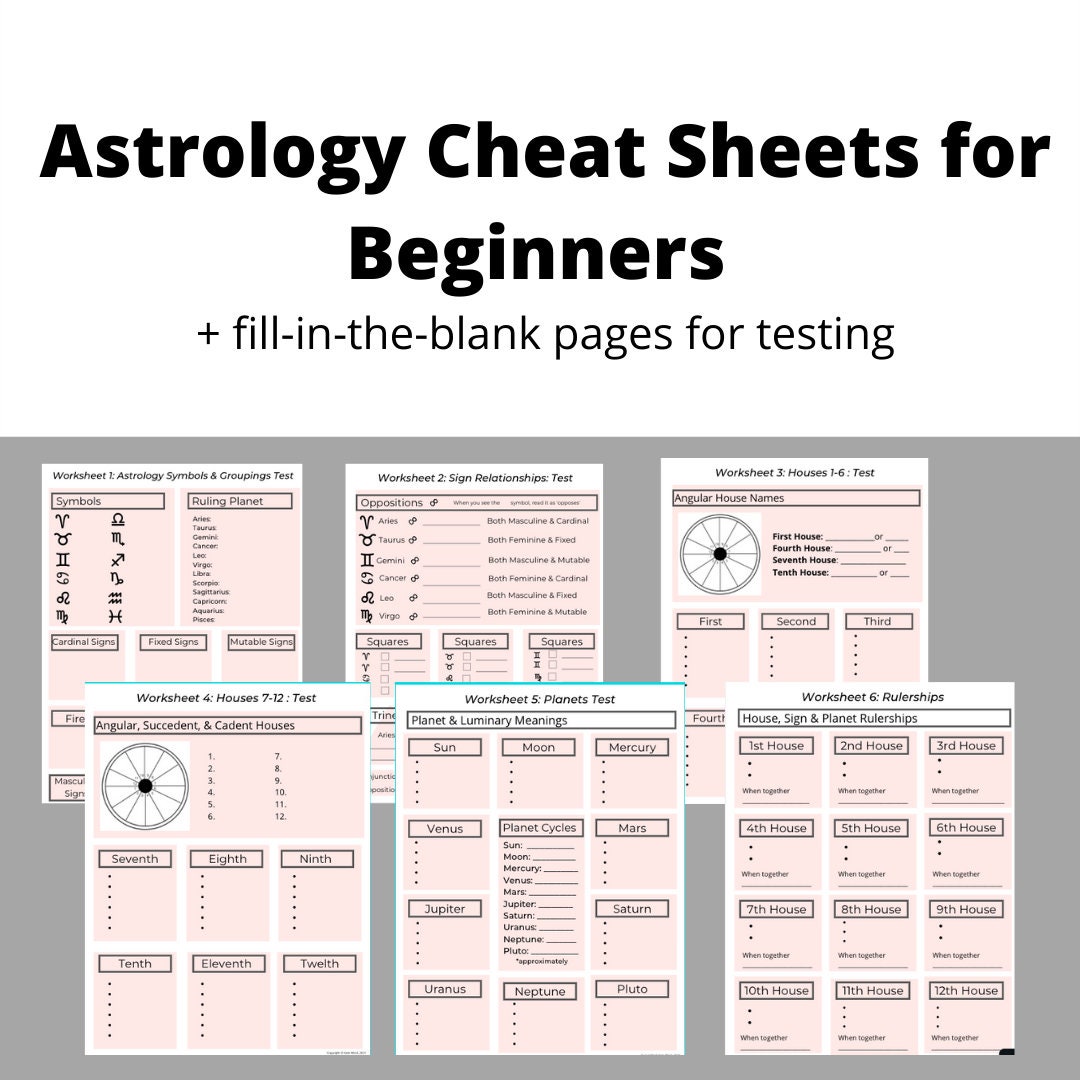 Astrology Cheat Sheet Astrology Beginner Witch Printable Pages Learn