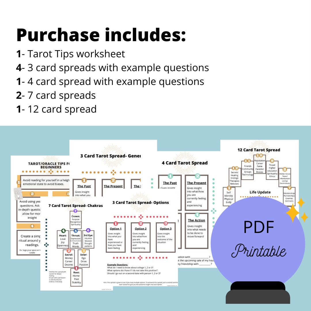 Tarot Card Spread Bundle, 8 Tarot Spreads | Oracle Spreads | 3 Card ...