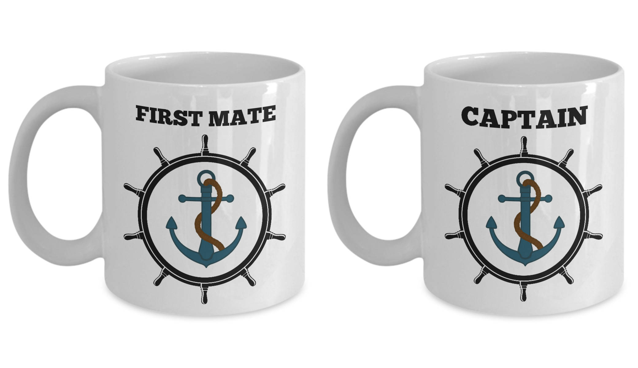 Nautical Couple Mug Set, Captain Mug, First Mate Mug, Couples Sailing ...