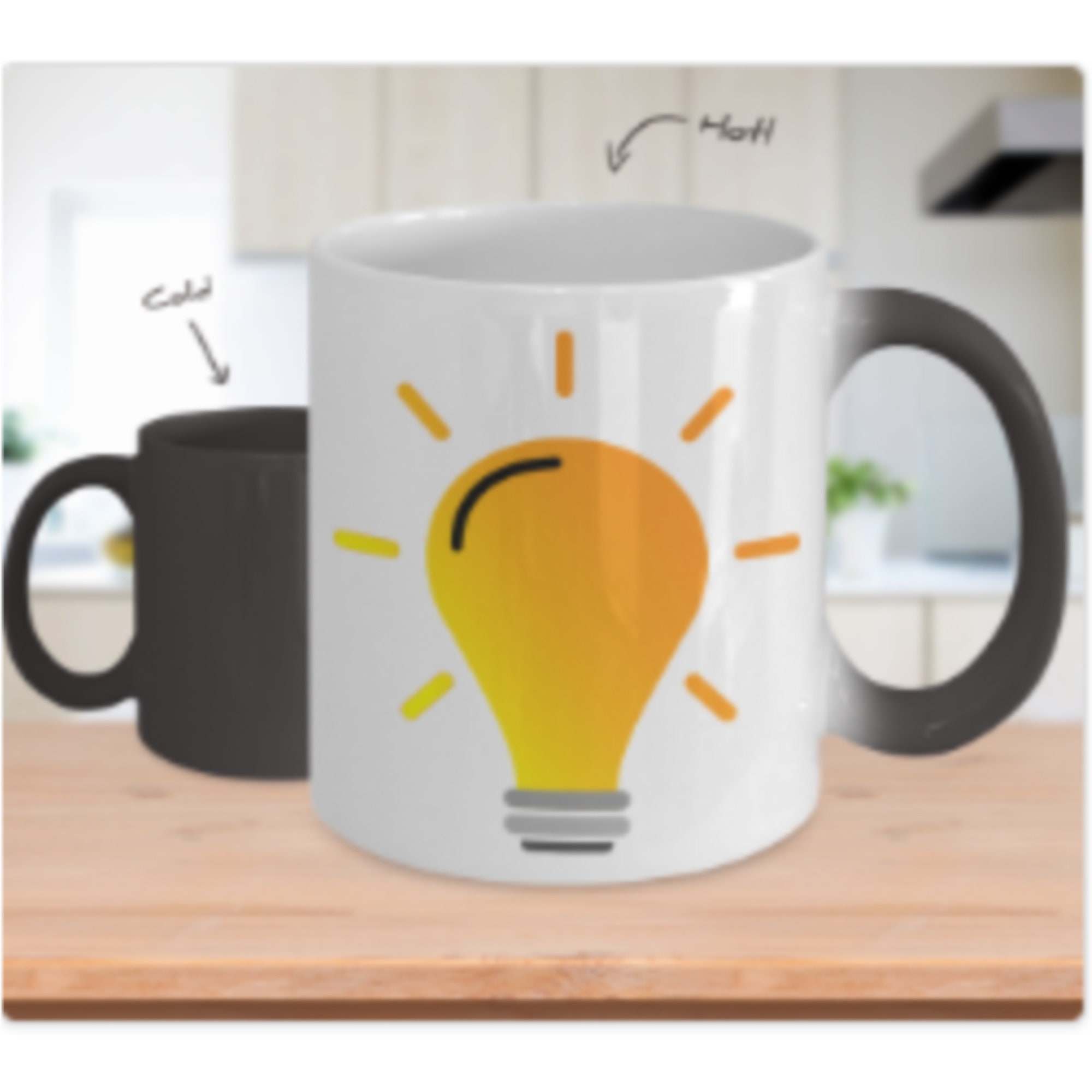 Light Bulb Color Changing Mug, Heat Sensitive Novelty Bright Idea Tea ...