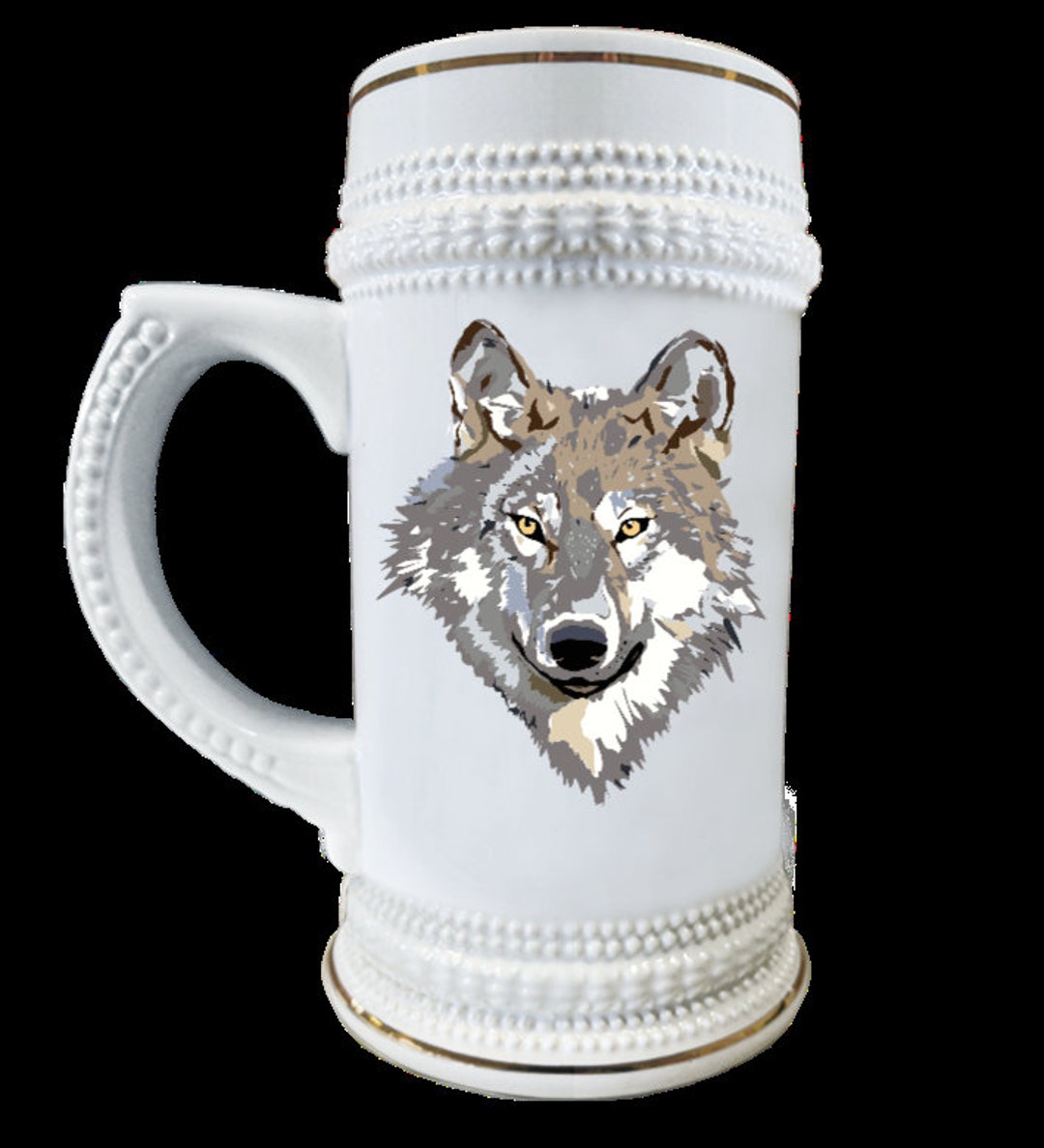Wolf Beer Stein, Wild Animal Wolf Head Beer Mug - Etsy