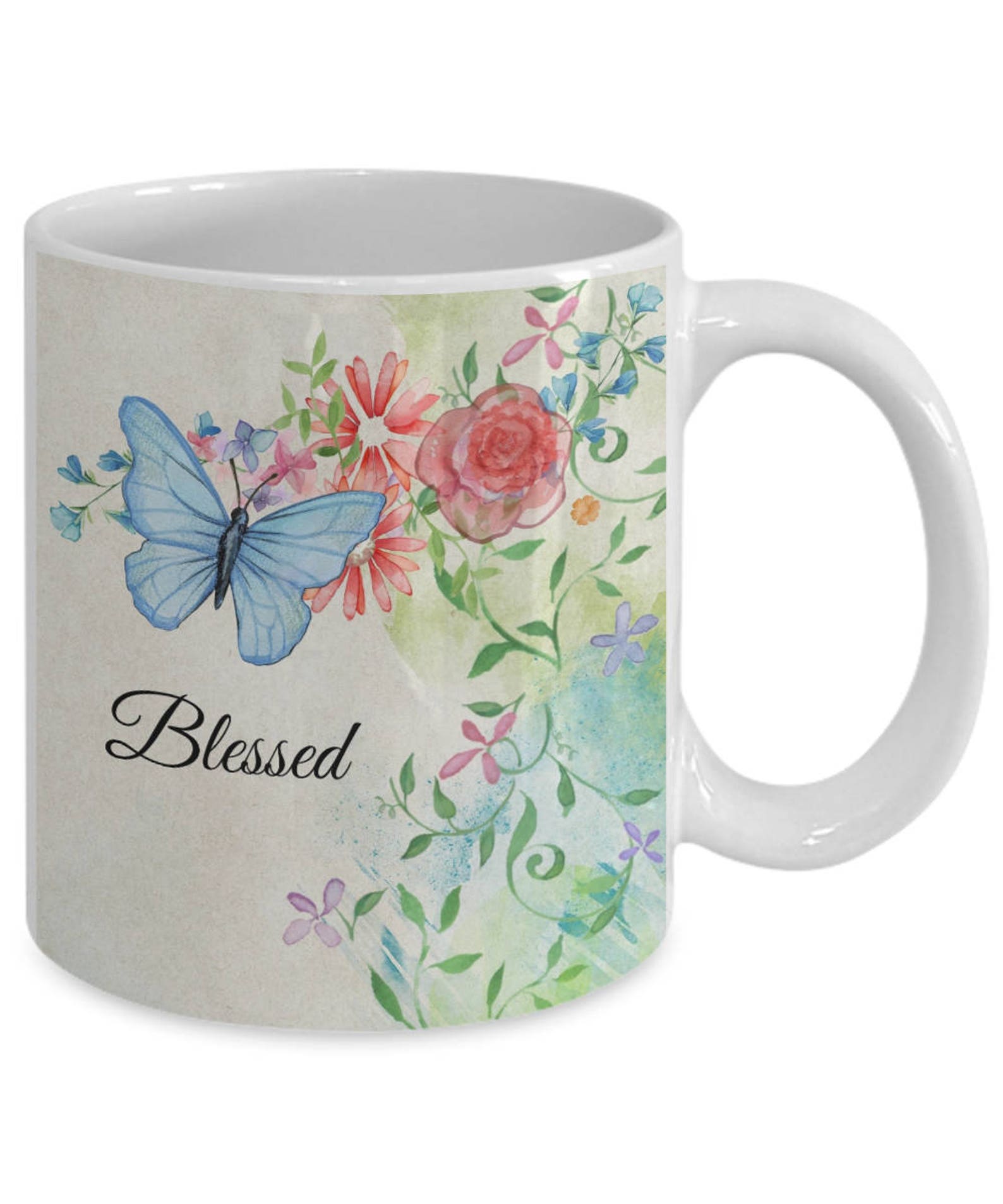 Blessed Butterfly Mug, Butterfly Blessings Mug, Blue Butterfly and ...