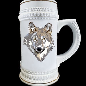 Wolf Beer Stein, Wild Animal Wolf Head Beer Mug - Etsy