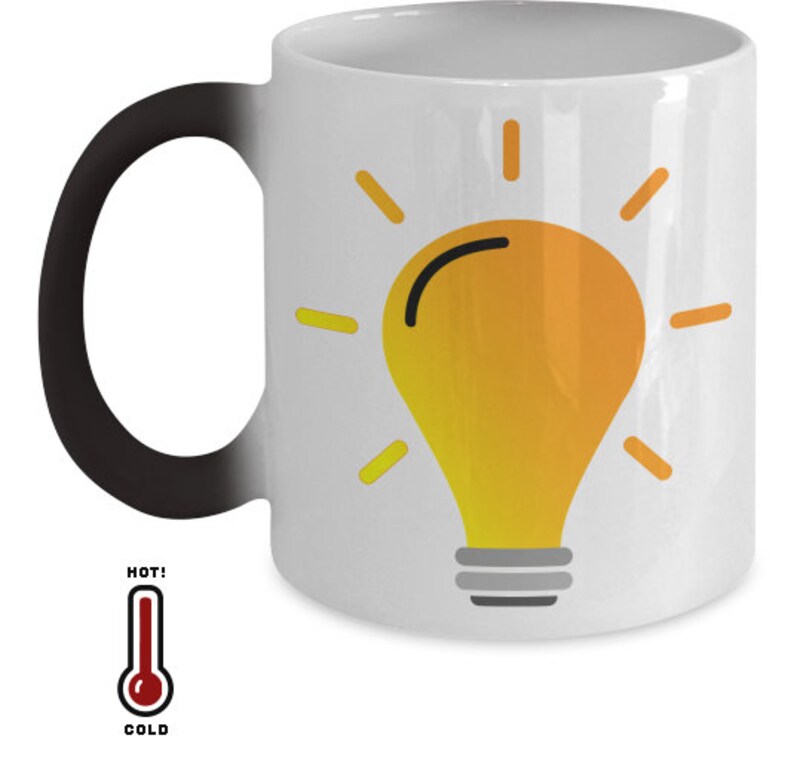 Light Bulb Color Changing Mug, Heat Sensitive Novelty Bright Idea Tea ...