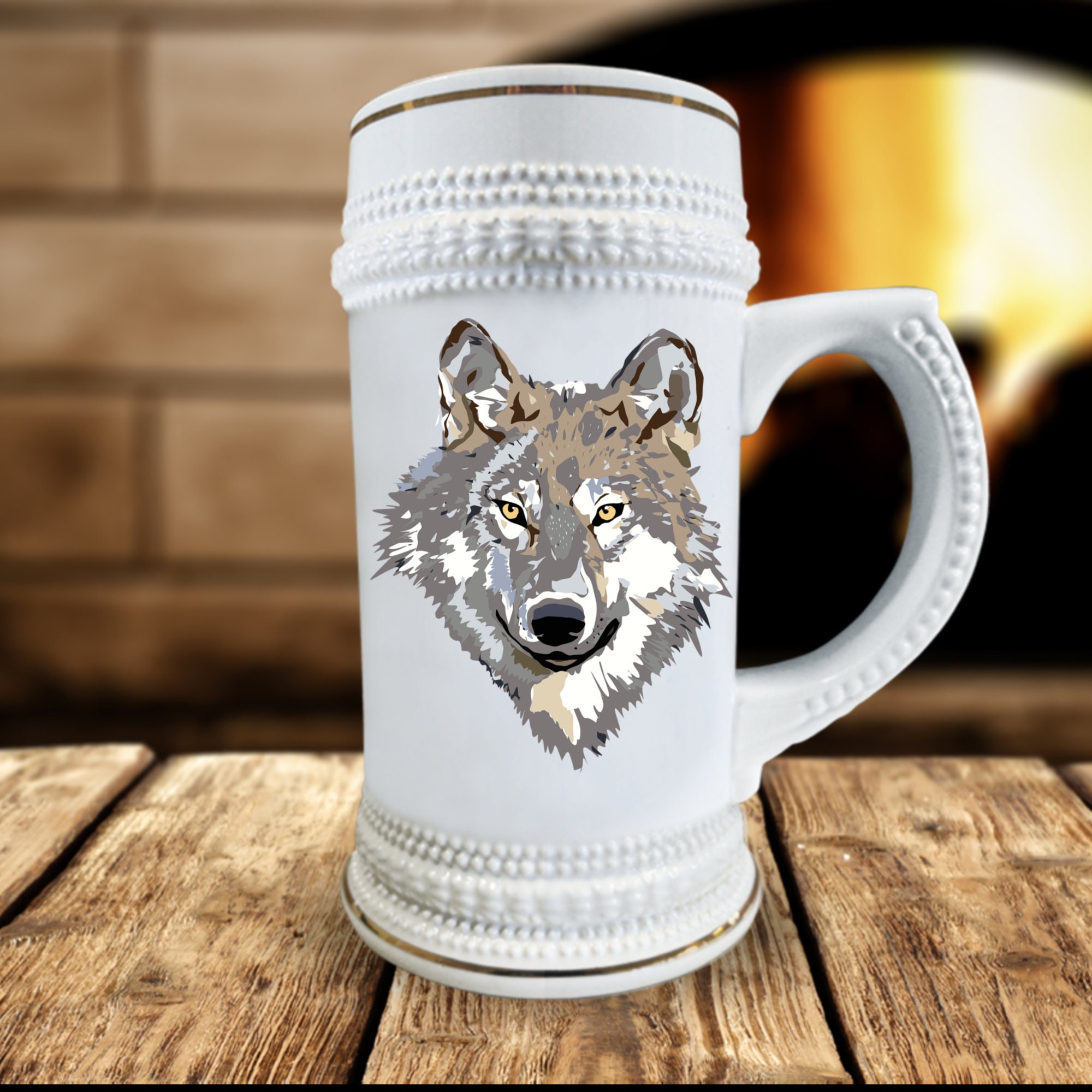 Wolf Beer Stein, Wild Animal Wolf Head Beer Mug - Etsy