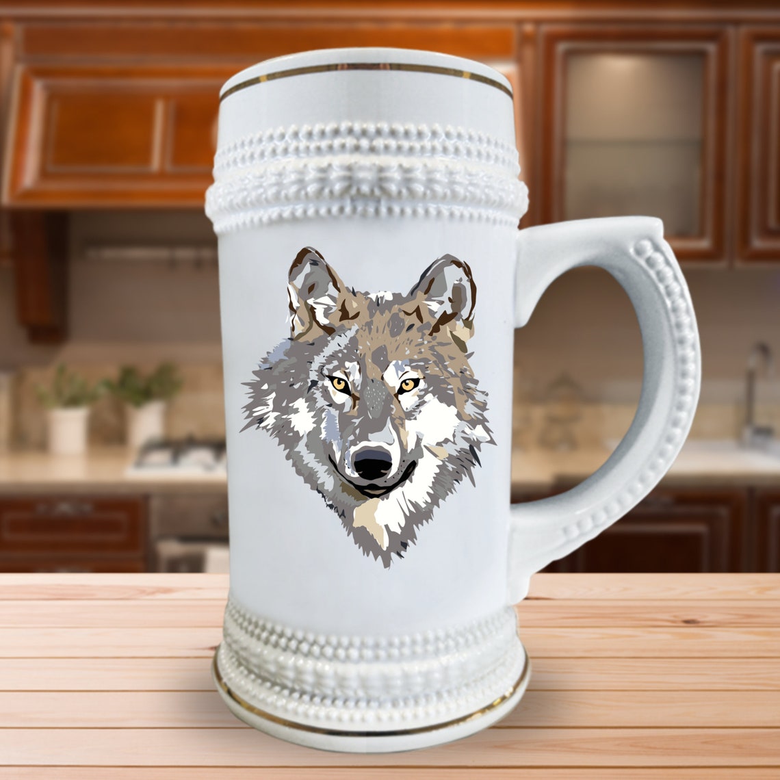 Wolf Beer Stein, Wild Animal Wolf Head Beer Mug - Etsy