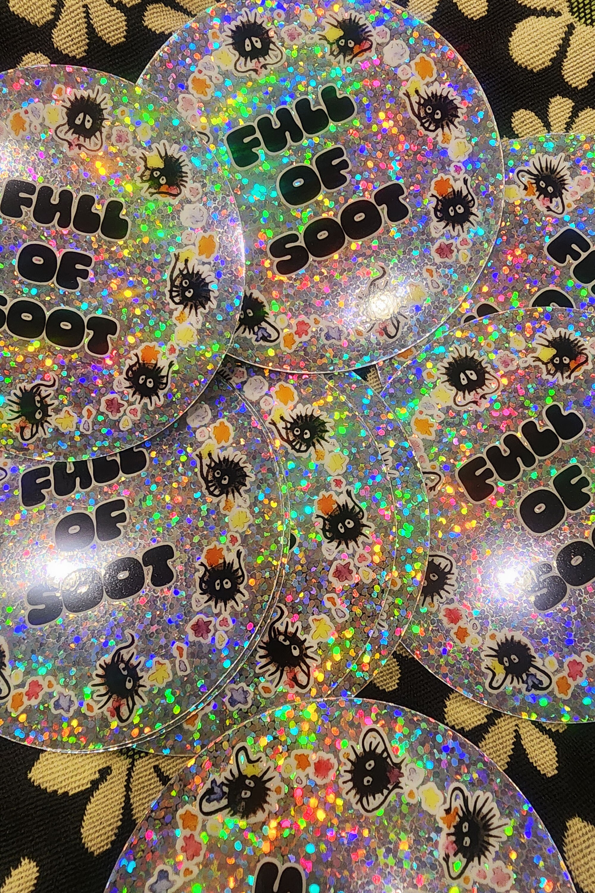 Soot Sprites Circle Glitter Art Sticker - Etsy