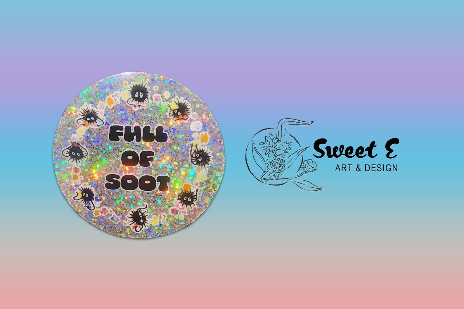Soot Sprites Circle Glitter Art Sticker - Etsy