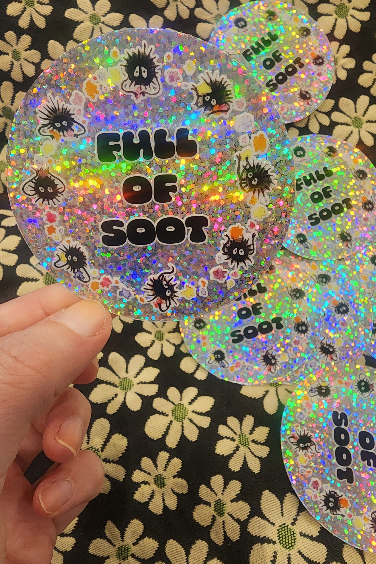 Soot Sprites Circle Glitter Art Sticker - Etsy