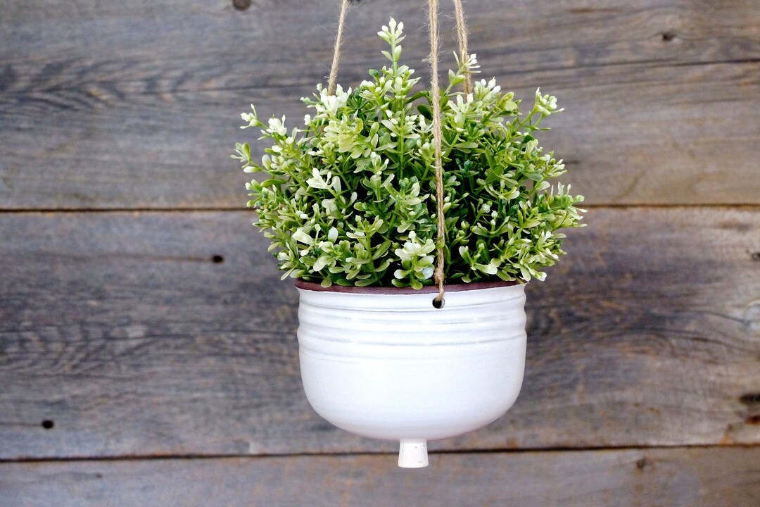 Hanging Planter – Pottery Small Straight Hanging Planter With Drainage ...