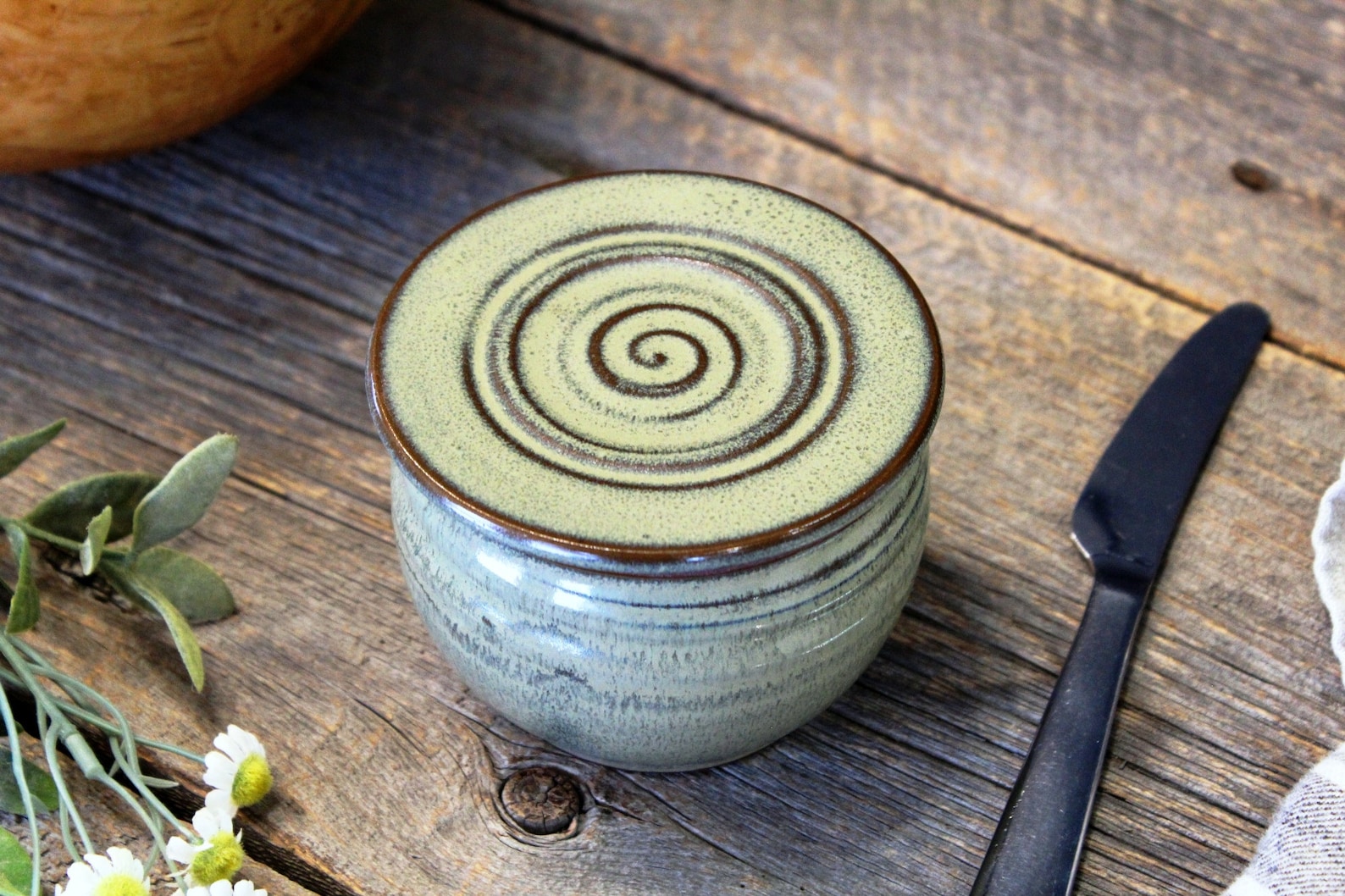 Butter Dish – Pottery French Butter Dish, 1/2 Cup Butter Keeper, Butter ...
