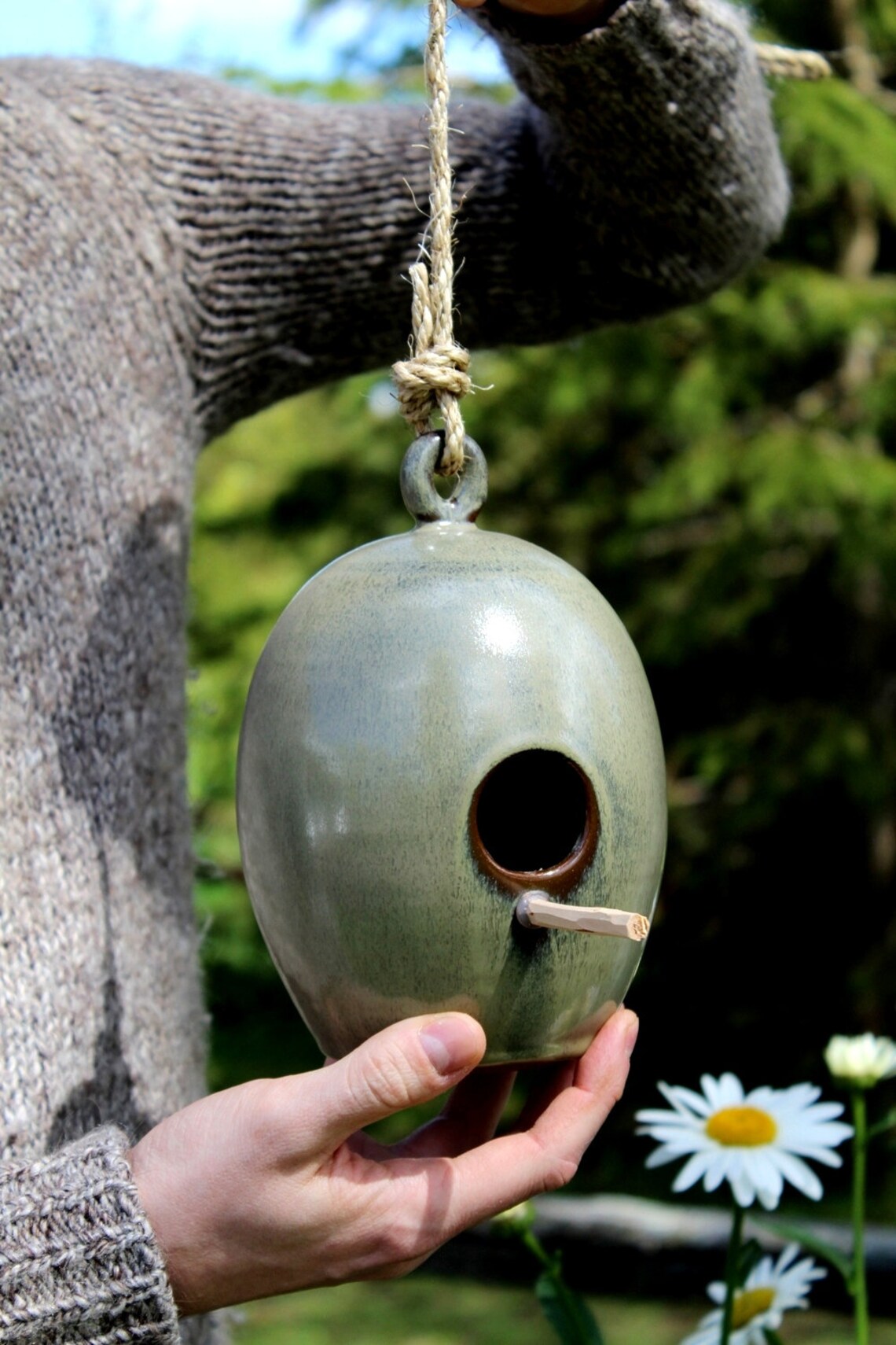 Birdhouse – Pottery Ball Shaped Bird House, Hanging Pottery Bird House ...