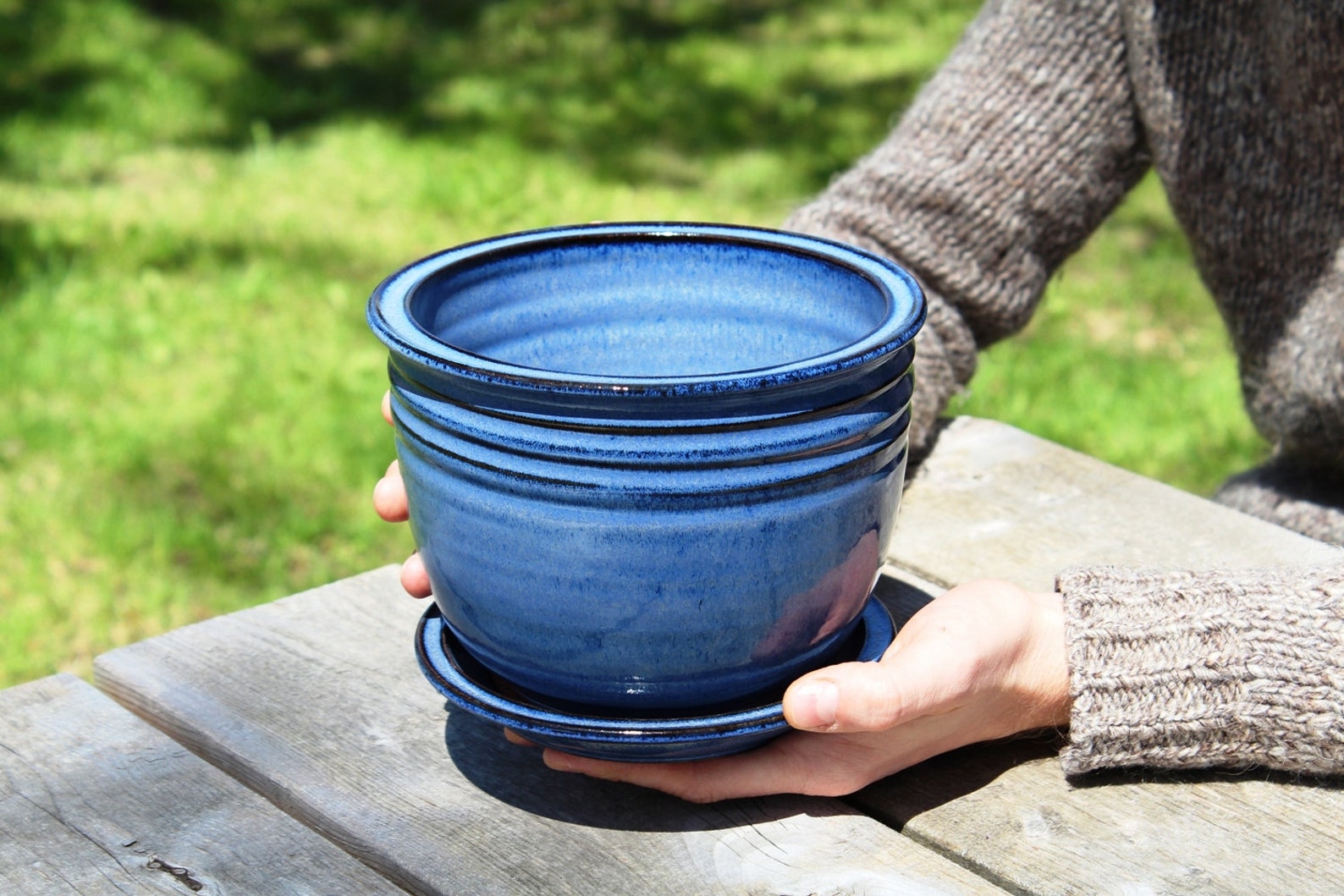 Planter– Pottery Medium Straight Planter, Flower Pot With Optional ...