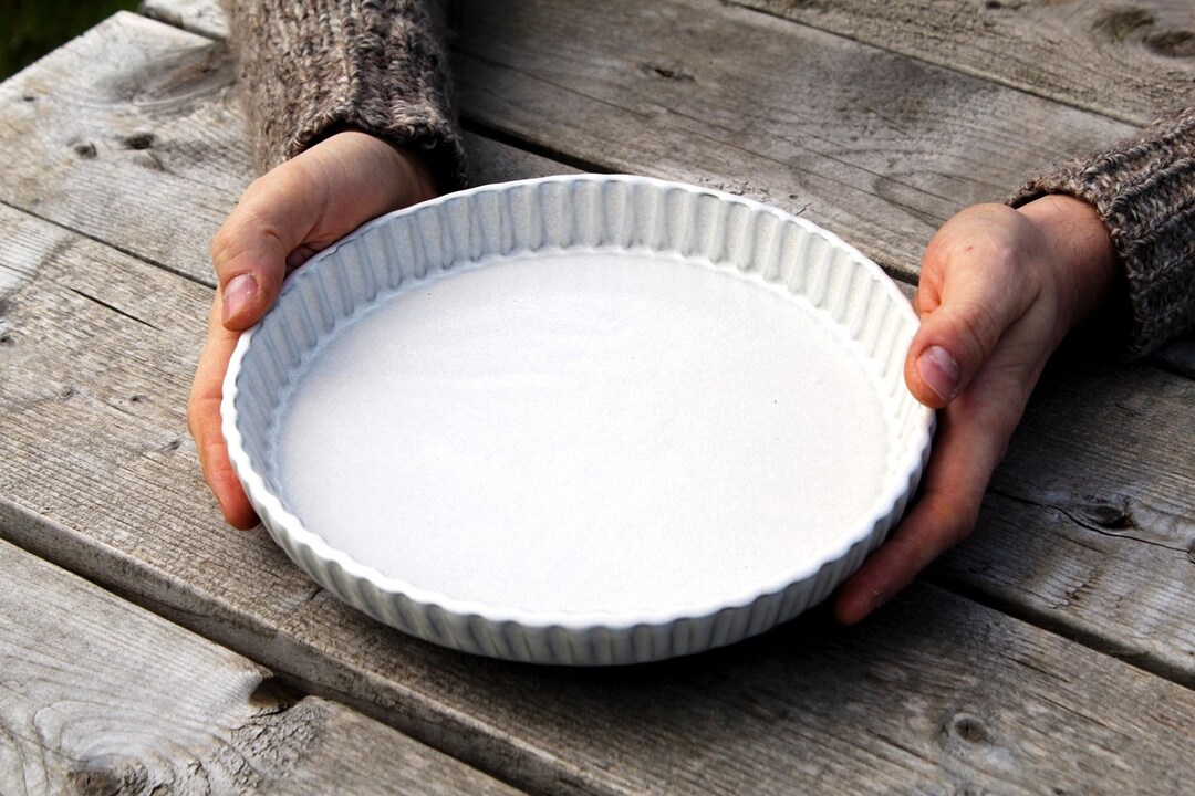 Pie Plate – Pottery 23 Cm Ruffled Quiche Dish, Pottery Tray, Ceramic ...