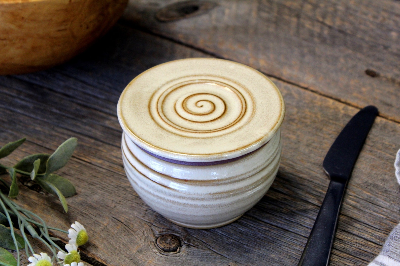 Butter Dish – Pottery French Butter Dish, 1/2 Cup Butter Keeper, Butter ...