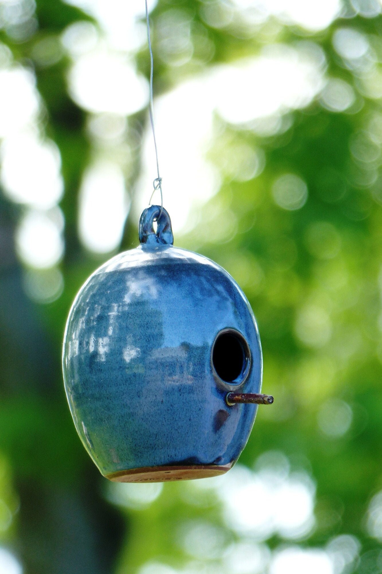 Birdhouse Pottery Ball Shaped Bird House Hanging Pottery | Etsy
