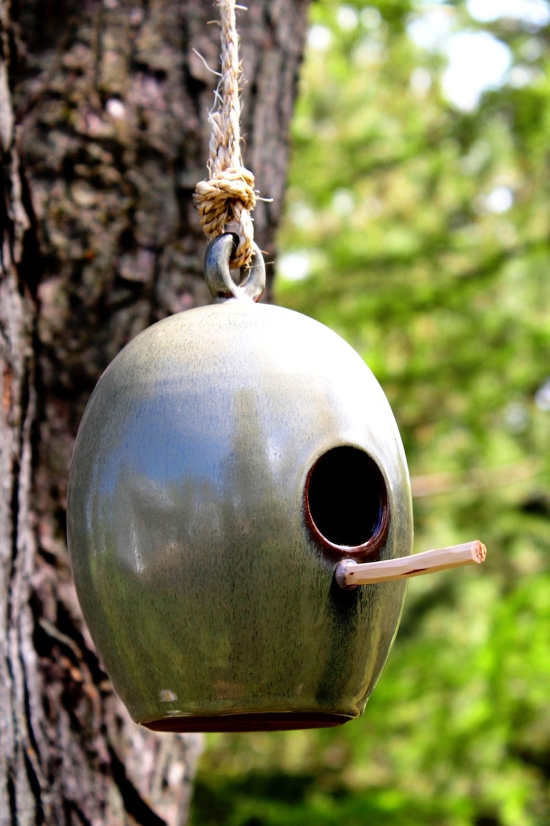 Birdhouse – Pottery Ball Shaped Bird House, Hanging Pottery Bird House ...