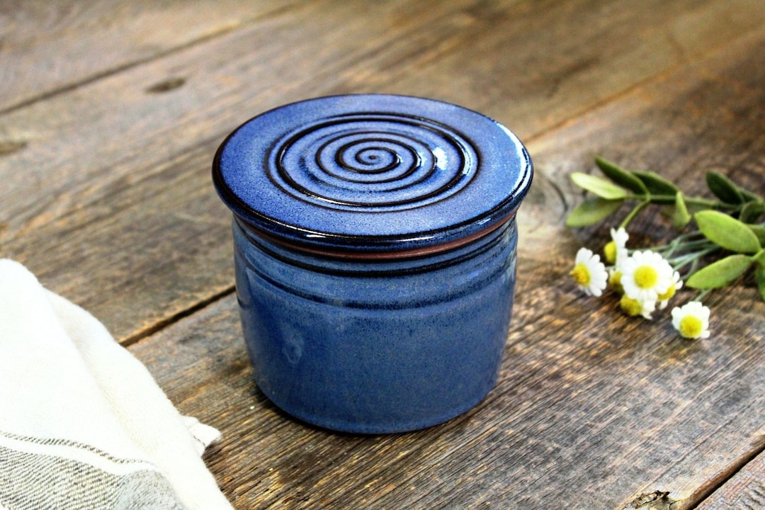 Small Jar – Pottery Small Flat Lid Jar, 650 Ml Ceramic Jar, Pottery ...