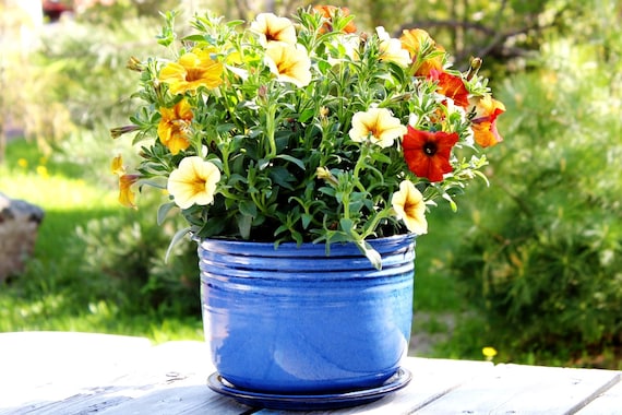 Planter Pottery Large Straight Planter Flower Pot With - Etsy