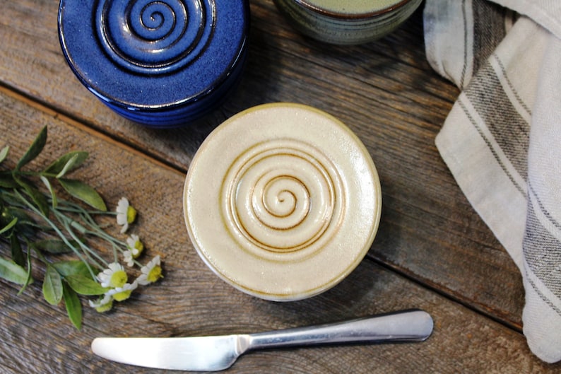Butter Dish – Pottery French Butter Dish, 1/2 Cup Butter Keeper, Butter ...