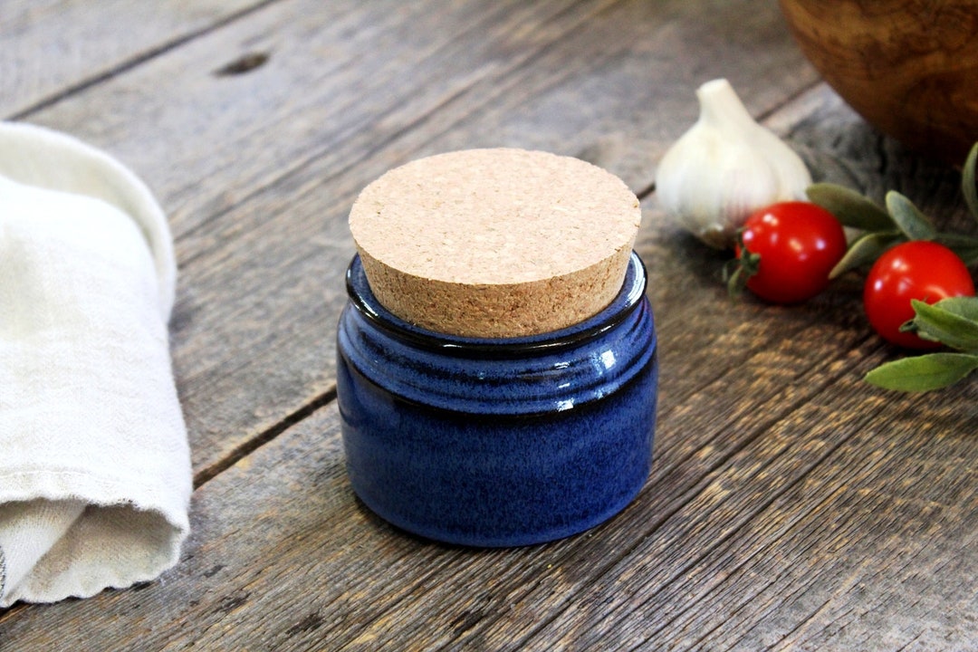 Salt Jar – Pottery Straight Spice Jar With Cork, 300 Ml Airtight ...