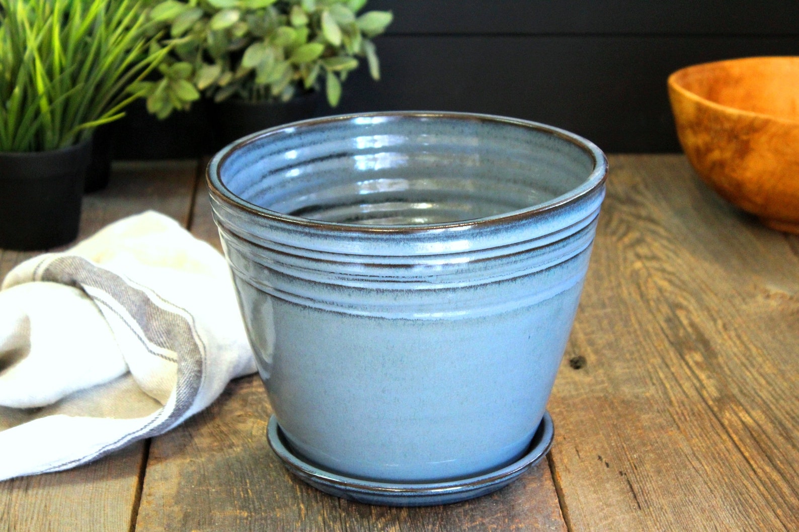 Planter– Pottery Large V-shaped Planter, Flower Pot With Optional ...