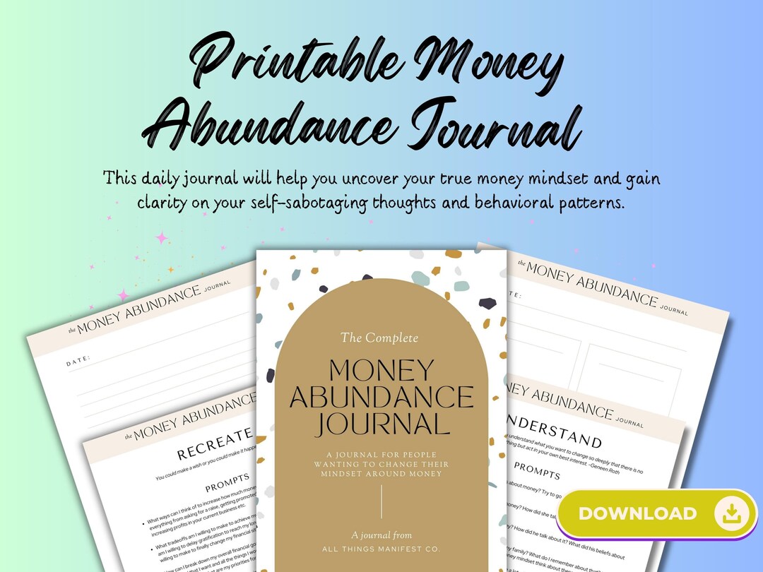 Money Mindset Journal, Printable Abundance Planner (PDF) - Etsy Australia