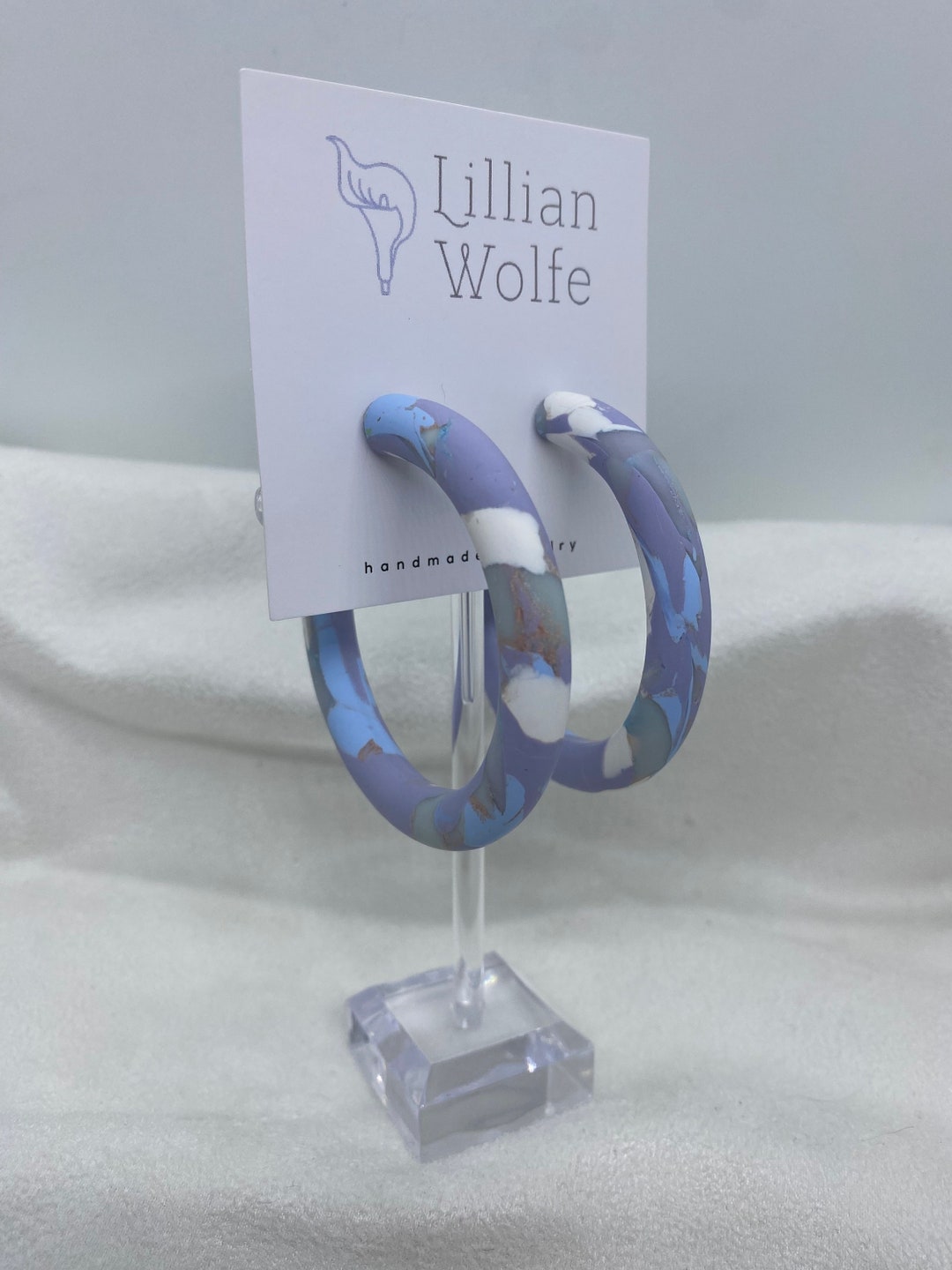 Lavender Marble Hoops - Etsy